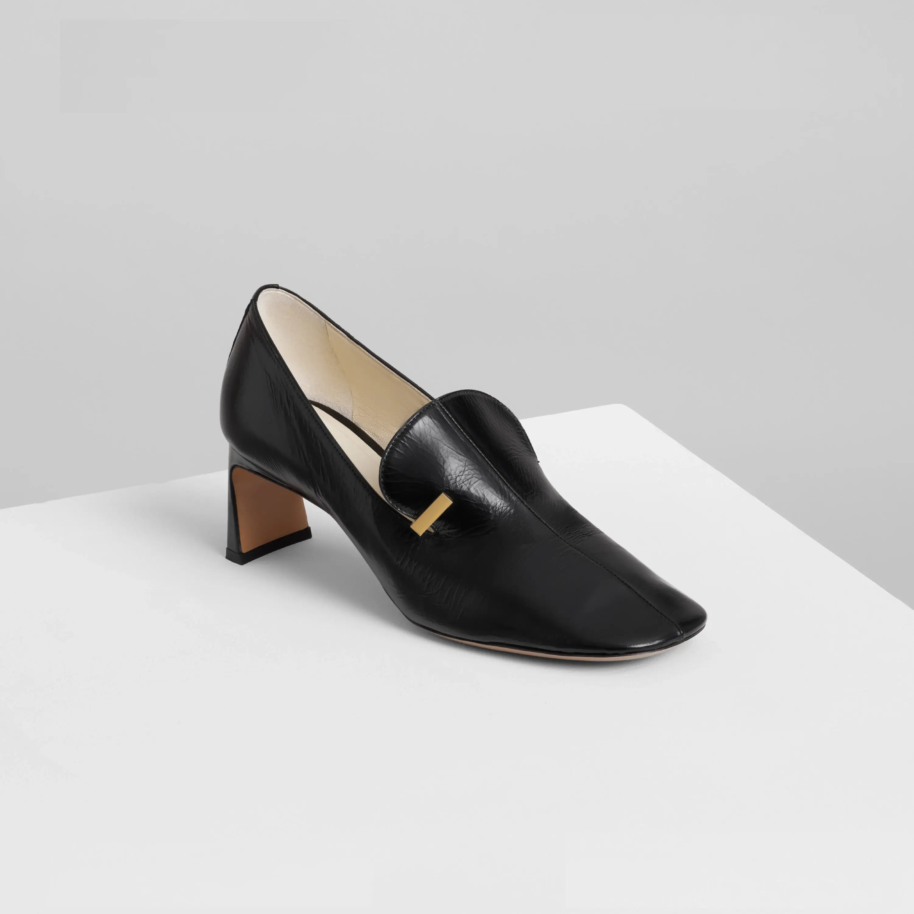 PHOEBE PHILO | CLUB LOAFER 60 | BLACK LEATHER WITH GOLD